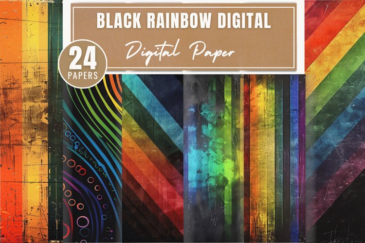 Black Rainbow Digital Paper Bundle