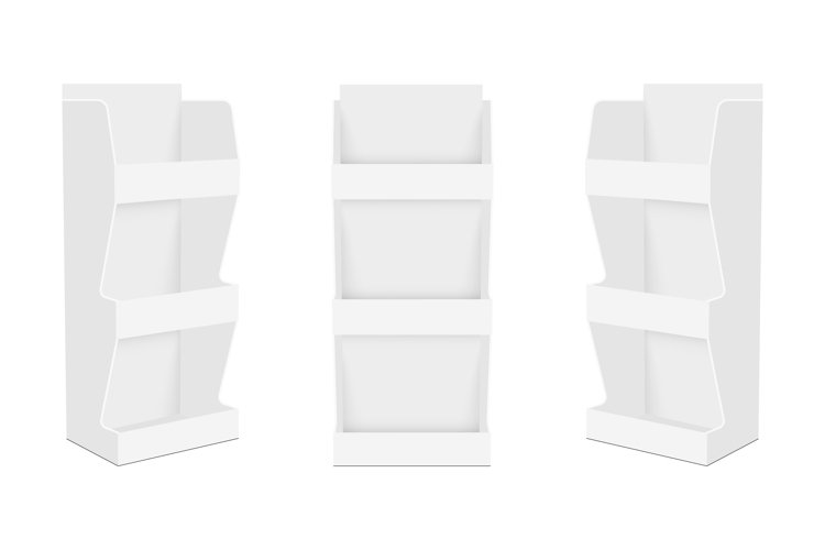 Set Of Blank POS Display Stand Mockup With Shelves