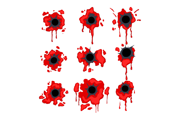 Bullet holes with blood splatter effect