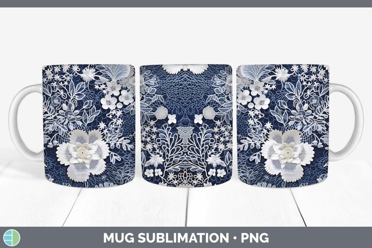 Blue 02 Mug Wrap | Sublimation Coffee Cup Designs