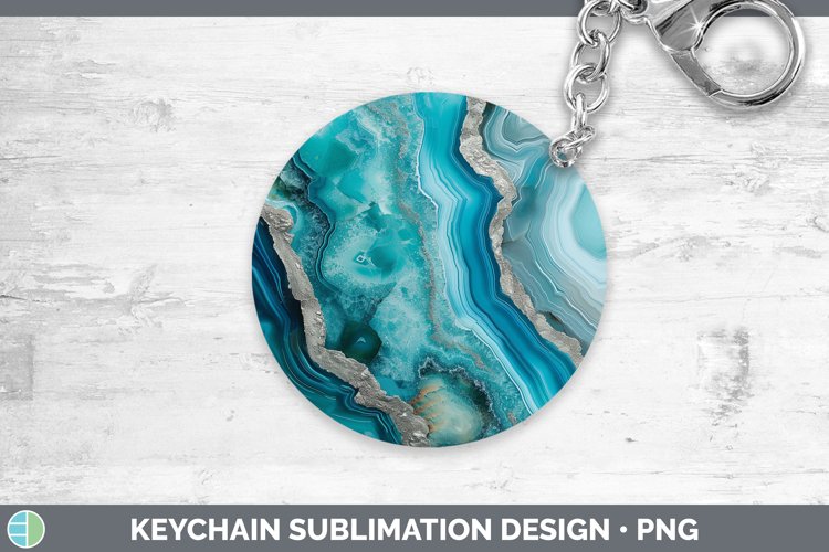Blue Agate Keychain Sublimation Keyring Designs