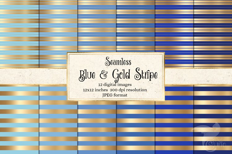 Blue and Gold Stripe Digital Paper
