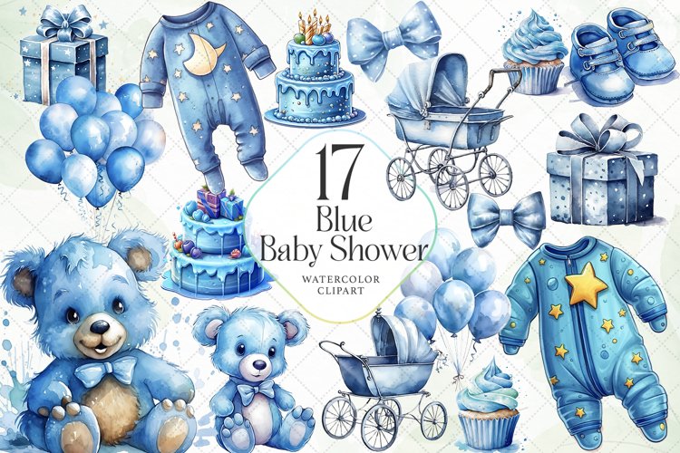 Blue Baby Shower Watercolor Sublimation (2651025)