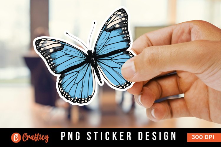 Blue Butterfly Sticker Clipart,Decorative butterfly Sticker
