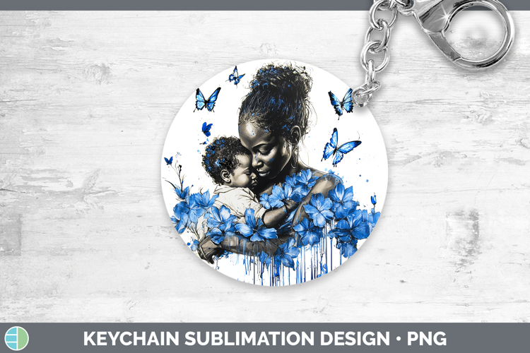 Blue Drips Child Mother Keychain Sublimation Keyring Designs