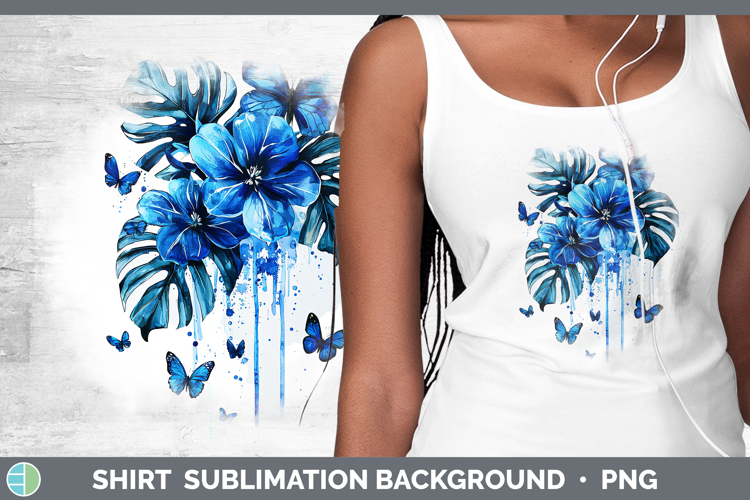 Blue Drips Monstera Shirt Sublimation Sublimation Background