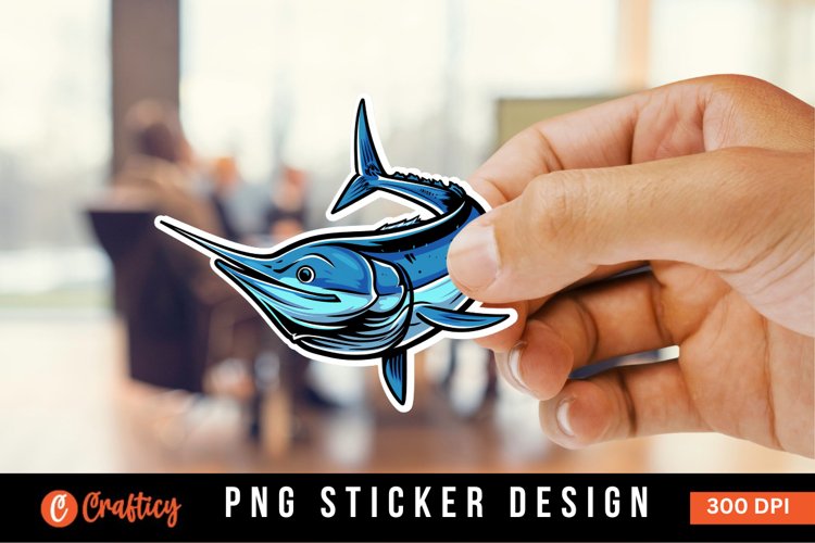 Blue Marlin Sticker Clipart,Tropical Blue Fish Sticker