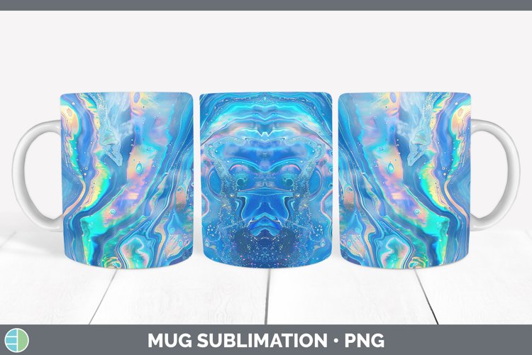 Blue Opalescent Mug Wrap Sublimation Coffee Cup Designs