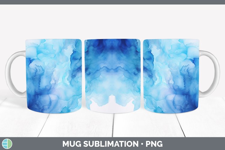 Blue Watercolor Mug Wrap Sublimation Coffee Cup Designs