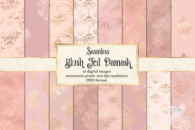 Blush Foil Damask Digital Paper