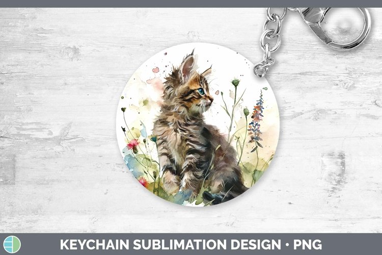 Boho Cat Maine Coon Cat Keychain Sublimation Keyring Designs