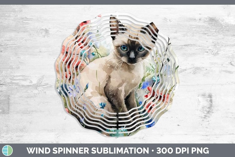 Boho Cat Siamese Cat Wind Spinner Sublimation Spinner Design