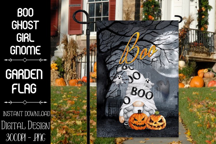 Halloween Boo - Ghost Girl Gnome Garden Flag Sublimation