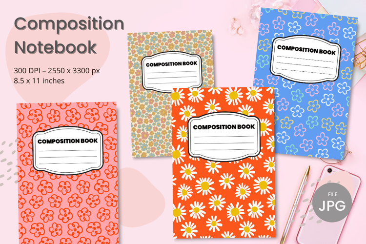 Composition Book Cover School Theme Teacher KDP (6053785)