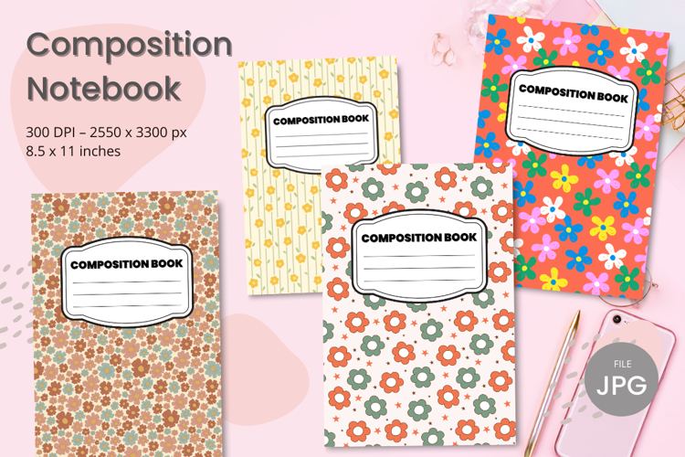 Composition Book Cover School Theme Teacher KDP (6053633)