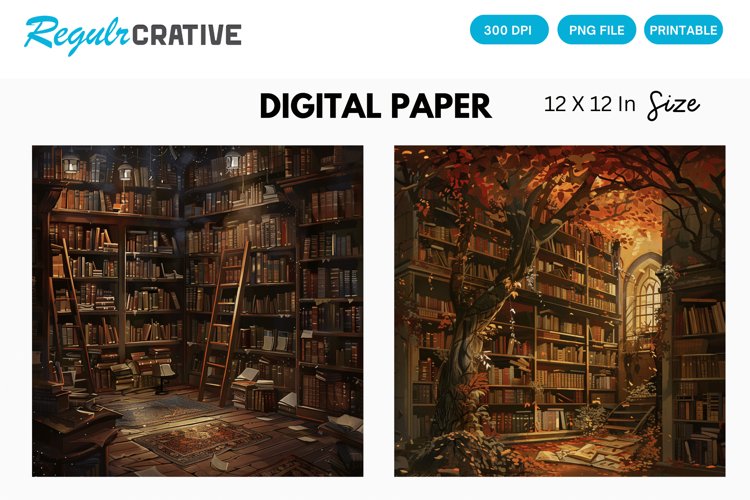 Booklover Digital Paper, Book Background