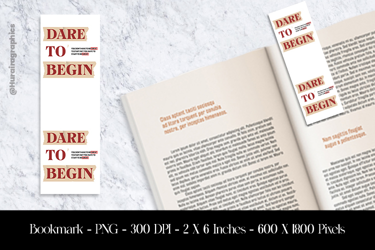 Dare To Begin Bookmark Sublimation Design PNG