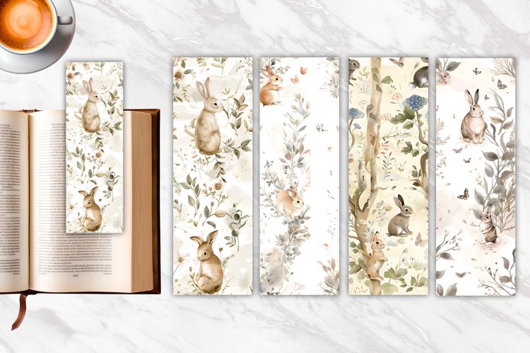 Watercolor Floral Rabbit Bookmark | Bookmark Sublimation