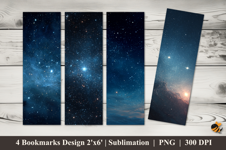 Glittering Stars Bookmarks Sublimation Design