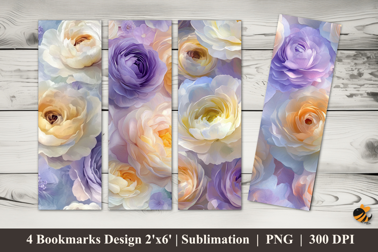 Light Pastel Florals Bookmarks Sublimation Design