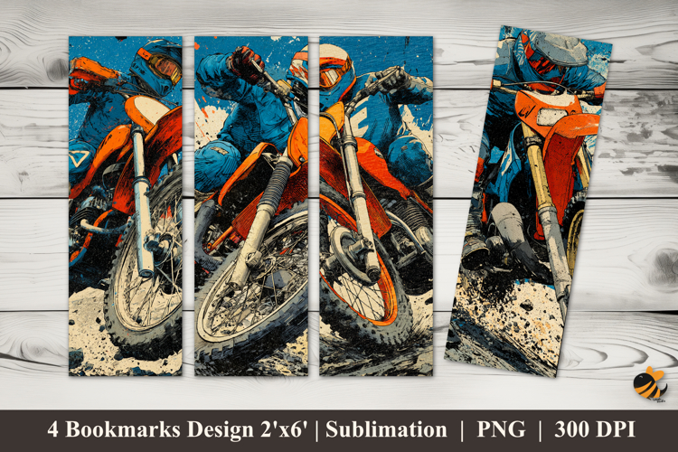 Extreme Motocross Bookmarks Sublimation Design