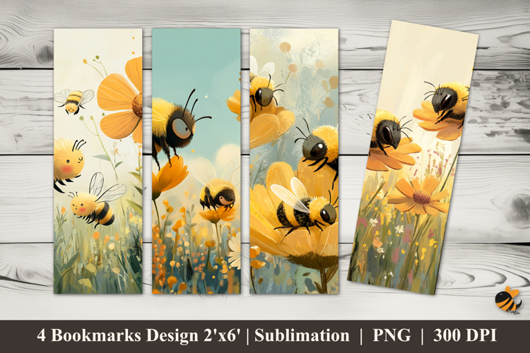 Little Bees Bookmarks Sublimation Design