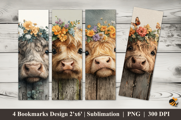 Cute Sad Cow Bookmarks Sublimation Design