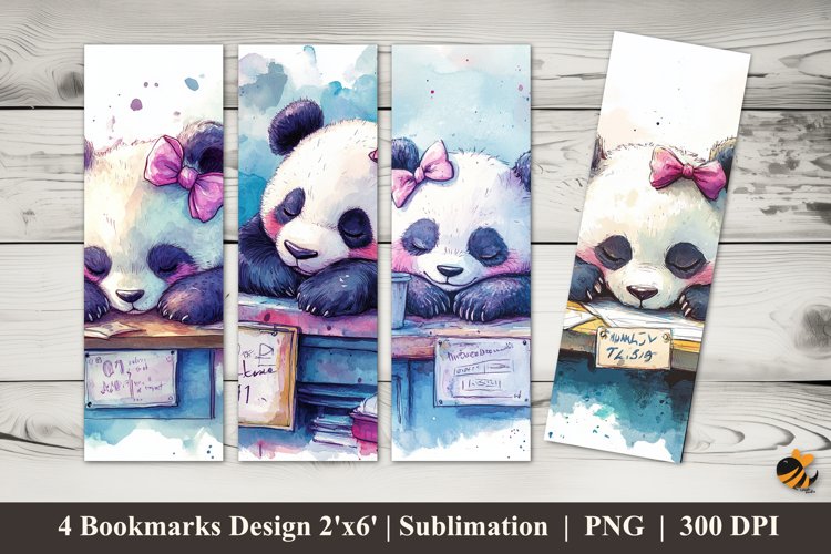 Tired Panda Bookmarks Sublimation Design