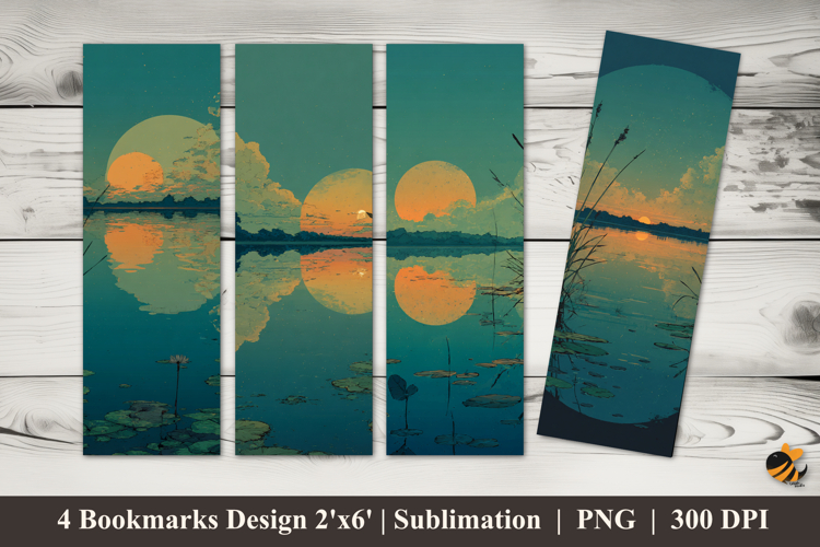 Sunset Lake Bookmarks Sublimation Design (5726335)