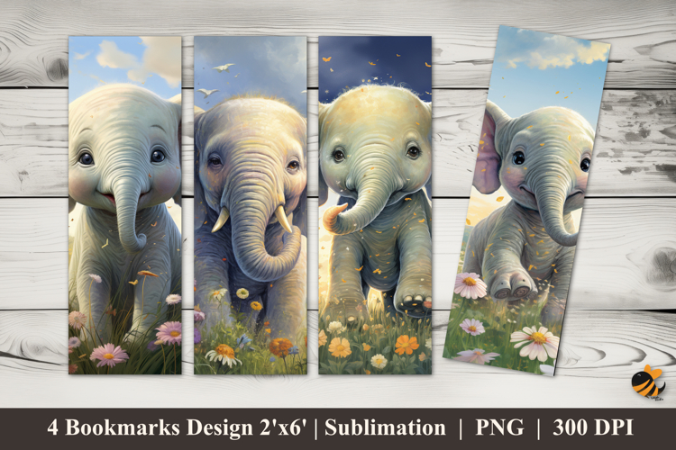 Joyful Elephant Bookmarks Sublimation Design