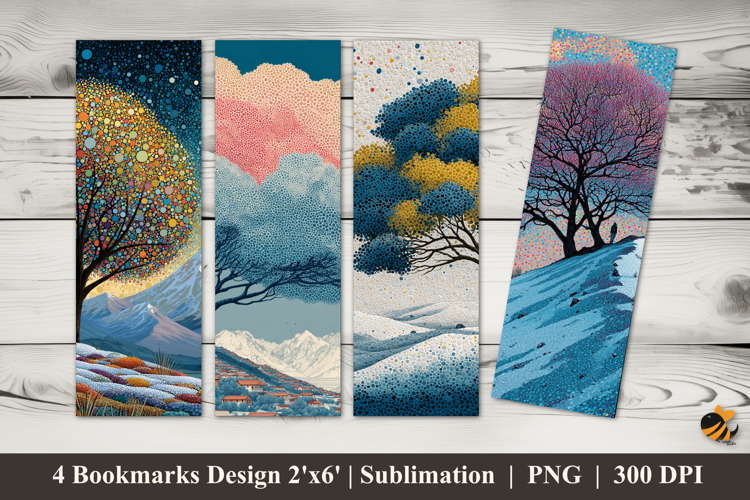 Mountain Tree Bookmarks Sublimation Design
