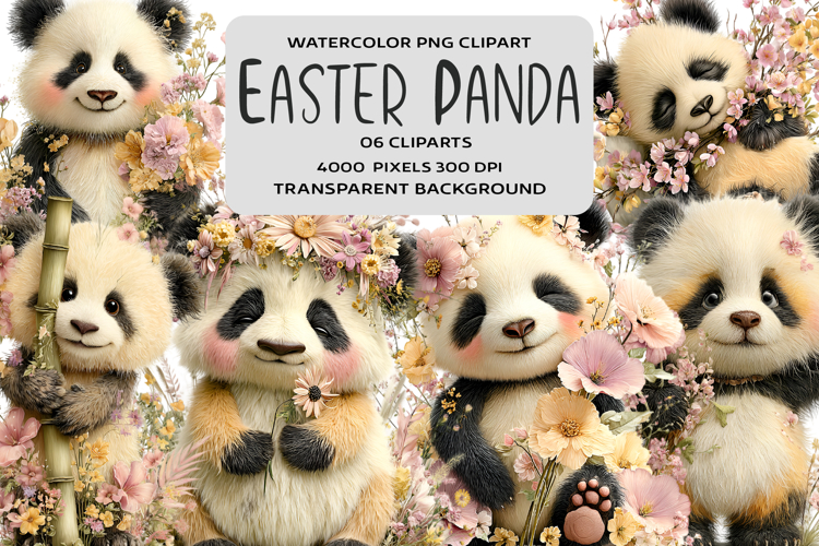 Whimsical Easter Panda Clipart (6548731)