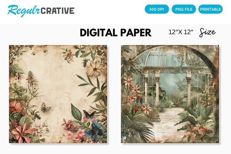 Botanical Gardens Digital Paper, Botanical Gardens Pattern