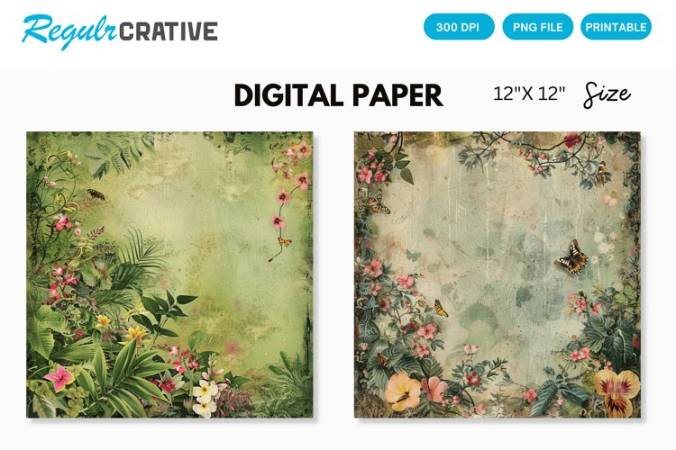 Botanical Gardens Digital Paper, Botanical Gardens Pattern