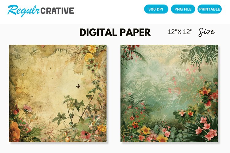 Botanical Gardens Digital Paper, Botanical Gardens Pattern