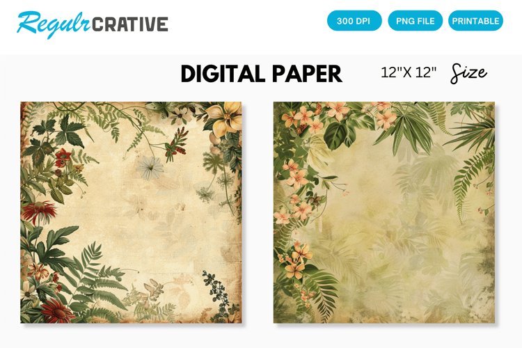 Botanical Gardens Digital Paper, Botanical Gardens Pattern