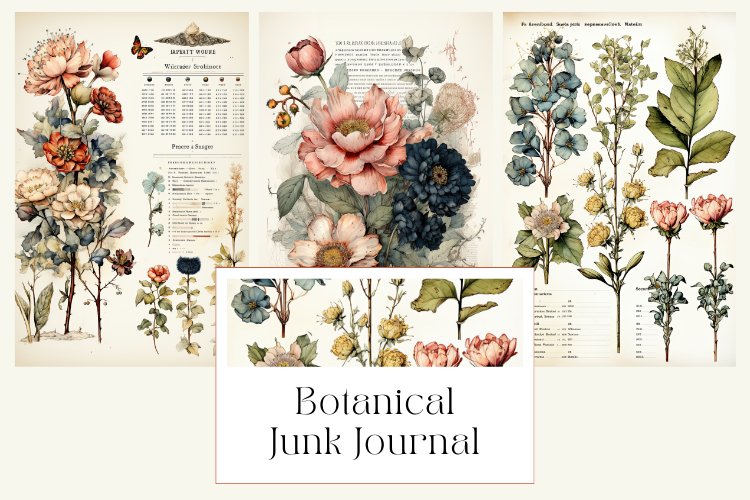 3 Botanical Junk Journal Pages