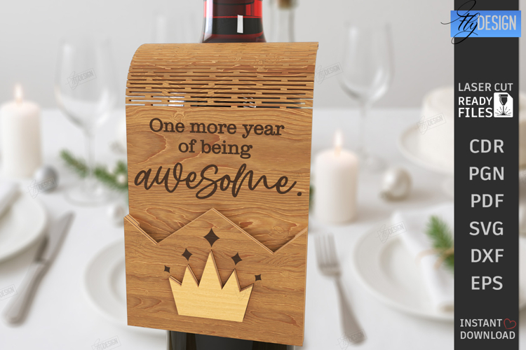Wine Bottle Tag Laser Cut | Wine Accessory | (6490009)