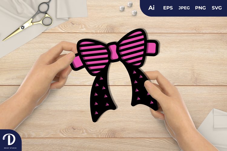 Bow with Patterns Illustration Papercut (1715142)