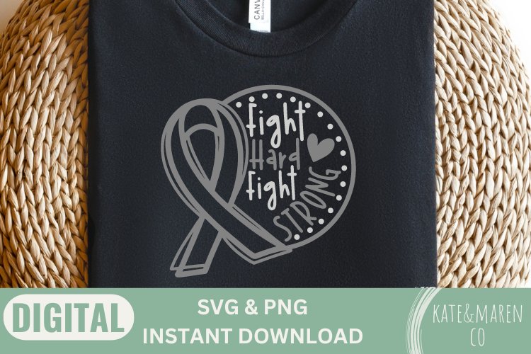 Brain Cancer SVG | Grey Awareness Ribbon SVG
