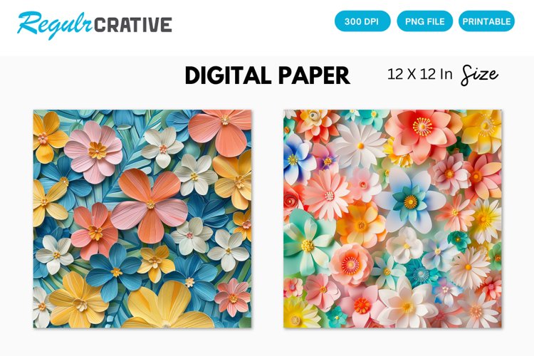 Bright Floral Digital Paper