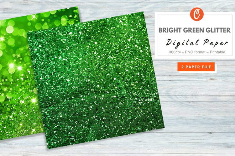 Bright Green Glitter digital paper