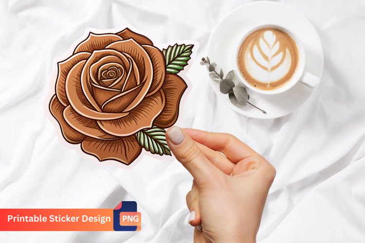 Brown Rose Sticker, Floral Decoration, Brown Floral Art