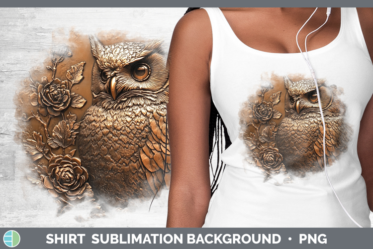 BS01 Copper Relief Owl Shirt Sublimation Sublimation Backgro