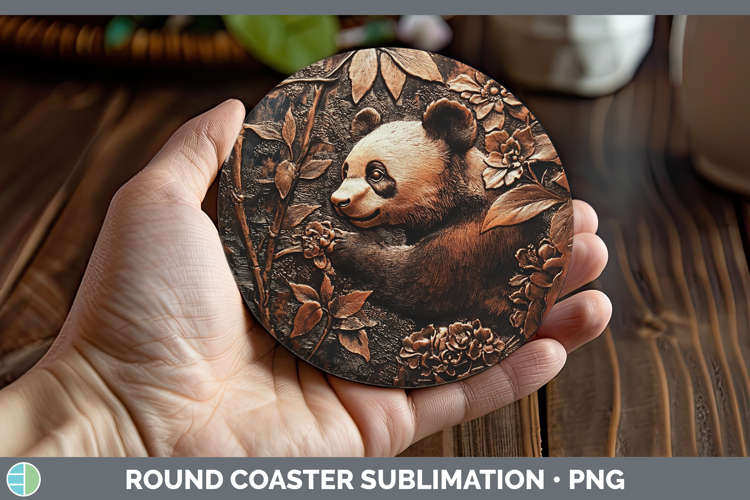 BS01 Copper Relief Panda Round Coaster Sublimation Coaster D