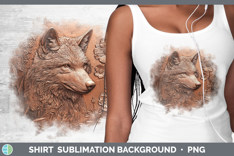 BS01 Copper Relief Wolf Shirt Sublimation Sublimation Backgr
