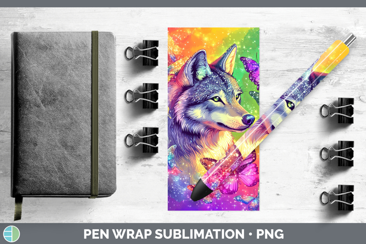 BS01 Glitter Wolf Pen Wrap Sublimation Pen Designs