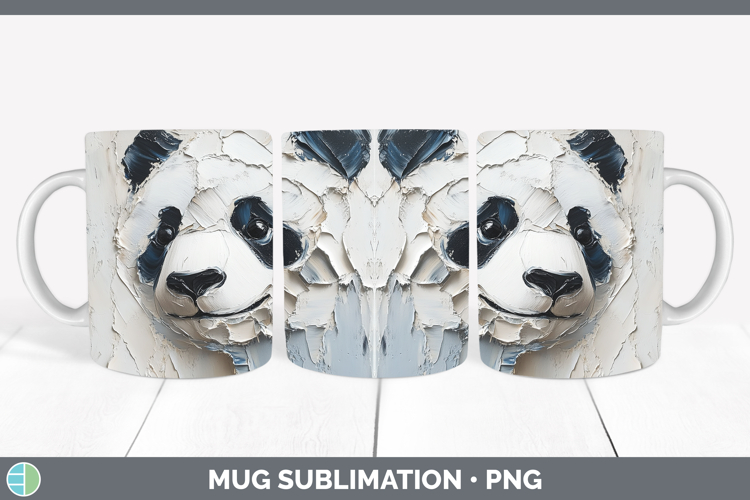 BS01 Thick Paint Panda Mug Wrap Sublimation Coffee Cup Desig