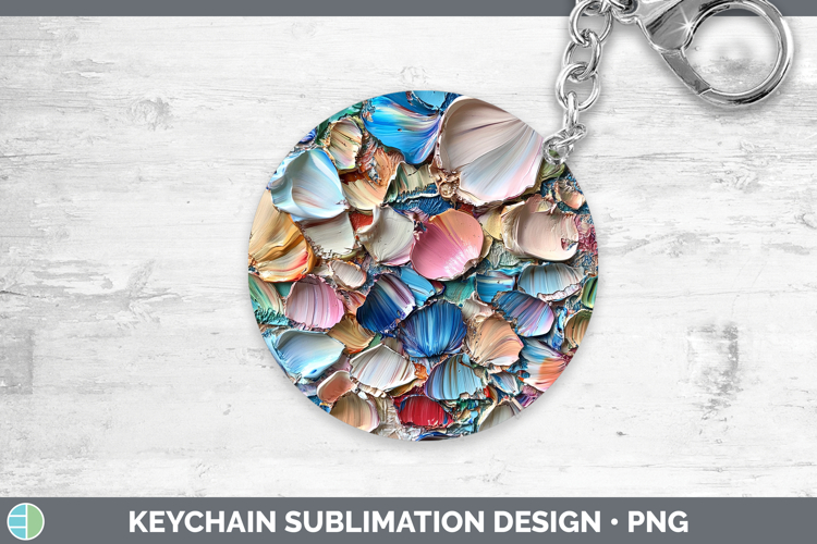 BS01 Thick Paint Seashell Keychain Sublimation Keyring Desig