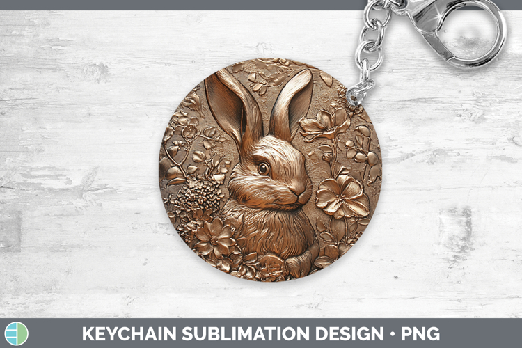 BS02 Copper Relief Bunny Keychain Sublimation Keyring Design